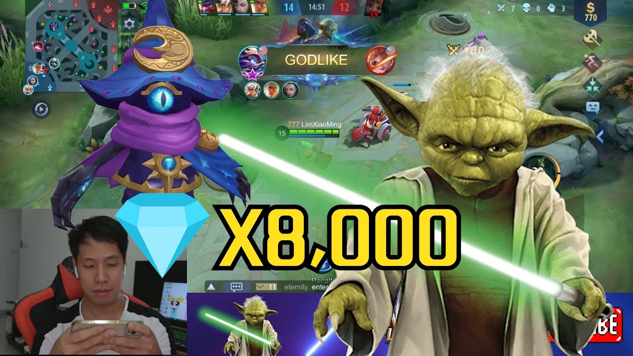 MOBILE LEGENDS - 进了8,000钻石抽YODA皮肤然后第一次打排位 - YouTube