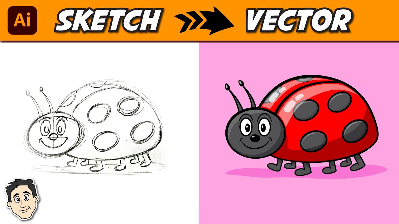 Adobe Illustrator Tutorial: Create a Ladybug from Hand Sketch (HD ...