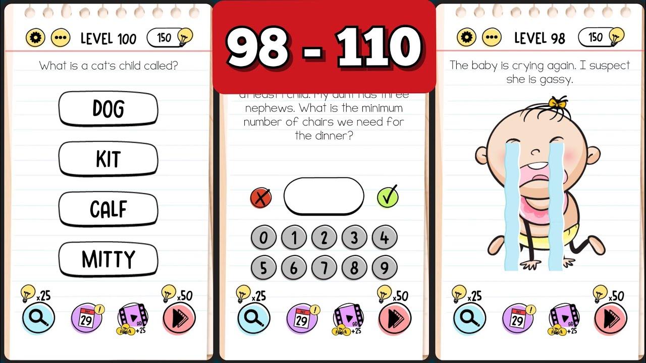 brain test level 98 99 100 101 102 103 104 105 106 107 108 109 110 ...