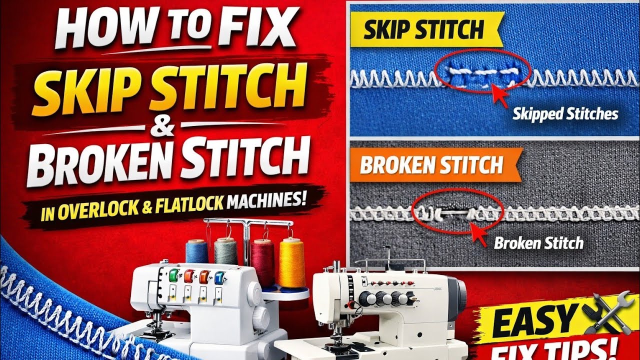 ওভারলক ও ফ্ল্যাটলক মেশিনের সেলাই ত্রুটি Skip, Broken Stitch সমাধানের ...