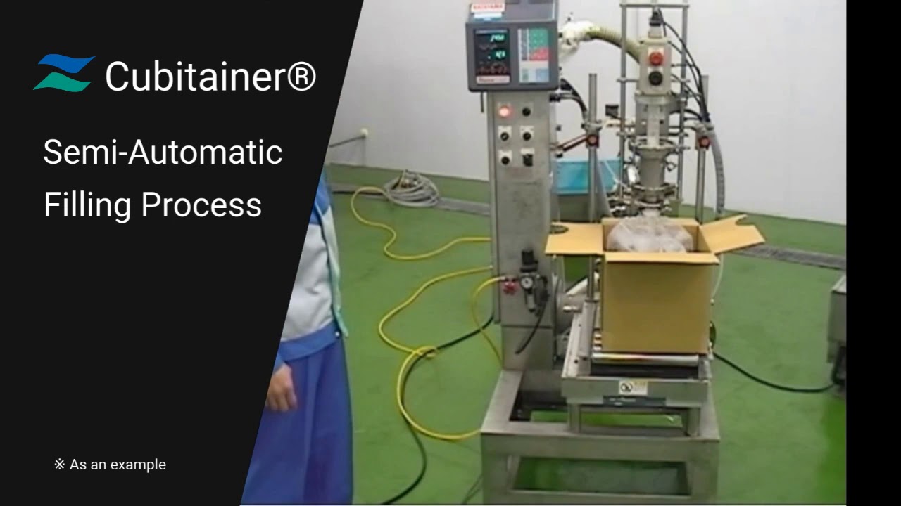 Cubitainer®, semi-automatic filling process of liquid container - YouTube
