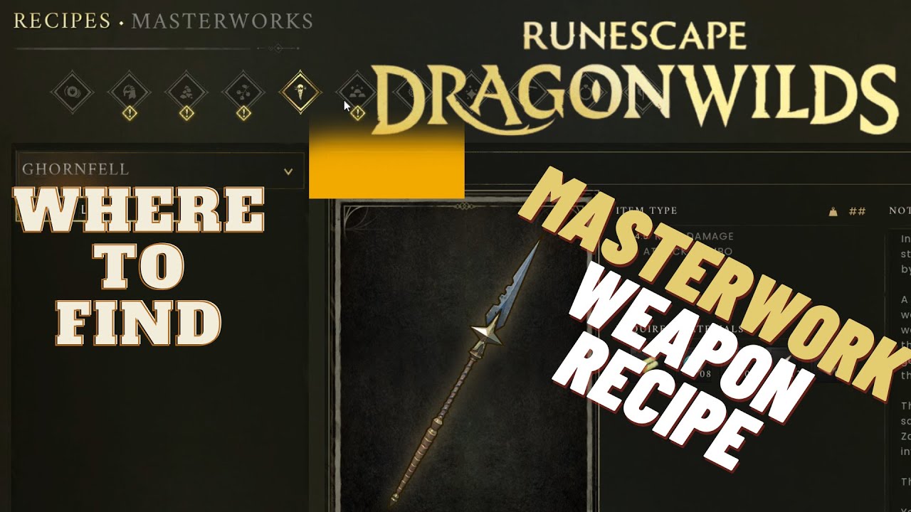 Where To Find A Masterwork Weapon Recipe (Tips & Guide) - RuneScape ...