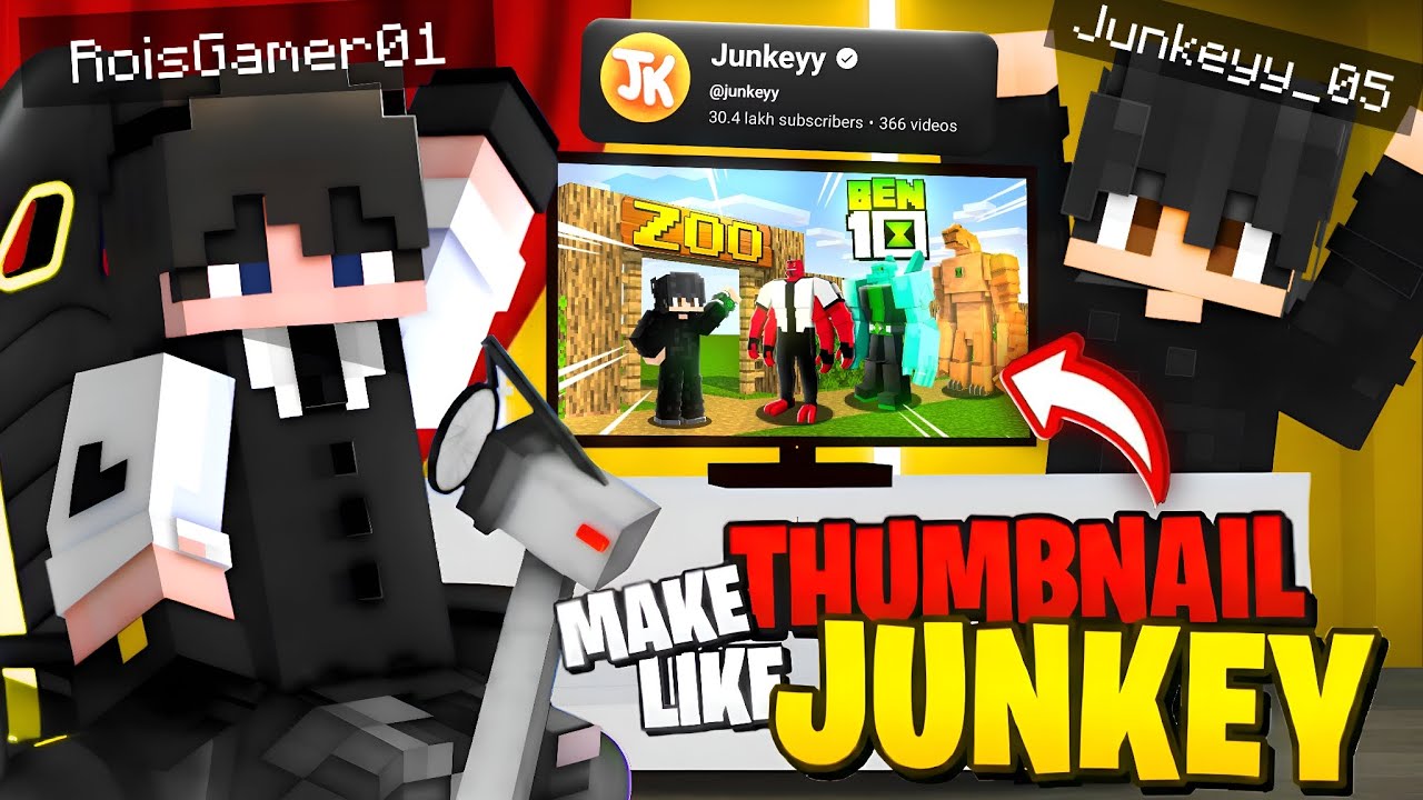 How To Make Minecraft Thumbnail Like JUNKEYY | Pro Tutorial!!🔥 @junkeyy ...