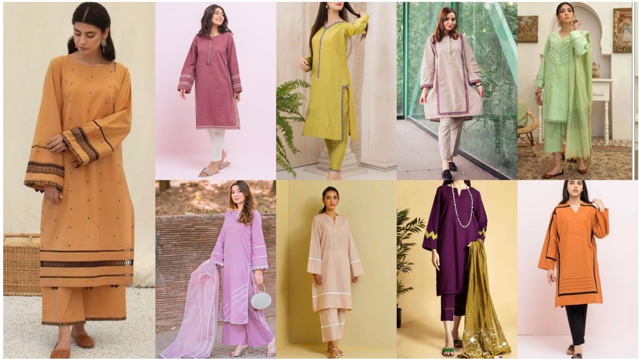 WINTER SEASON PLAIN SUITS DESIGNS 2025 | EMBROIDERY & LACE STYLE IDEAS ...