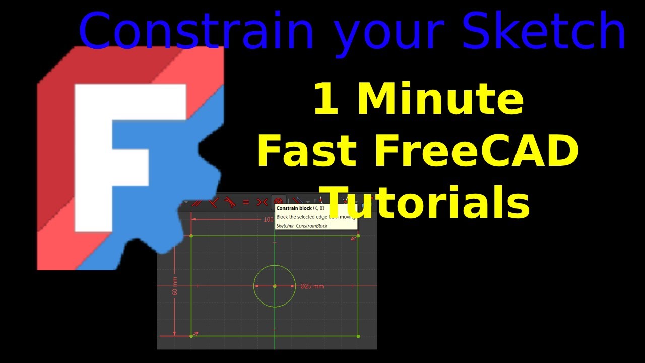 How to use symmetrical constraint tool in a minute in #freecad - YouTube