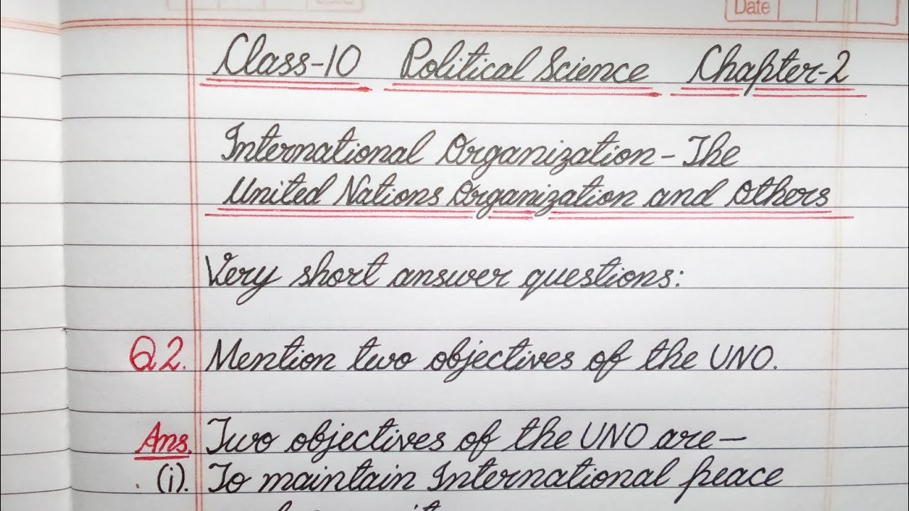 Mention two objectives of the UNO. / Class 10 / Political Science ...