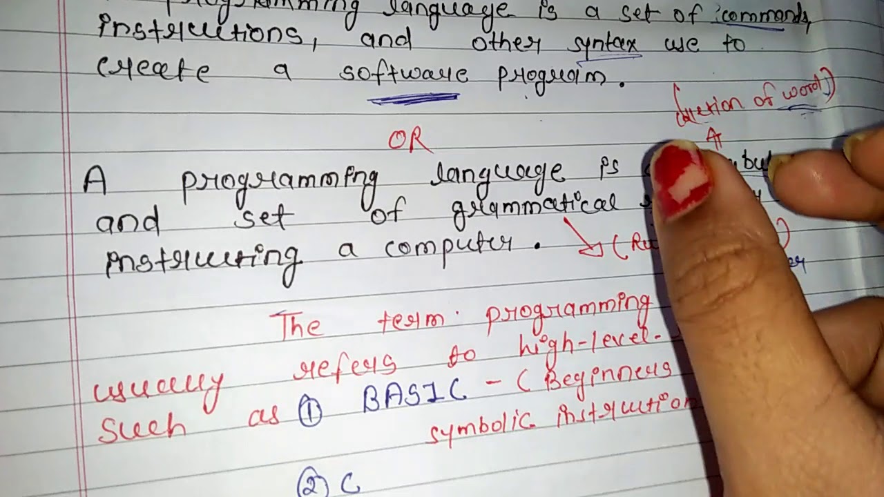 Definition Of Programming Language Youtube