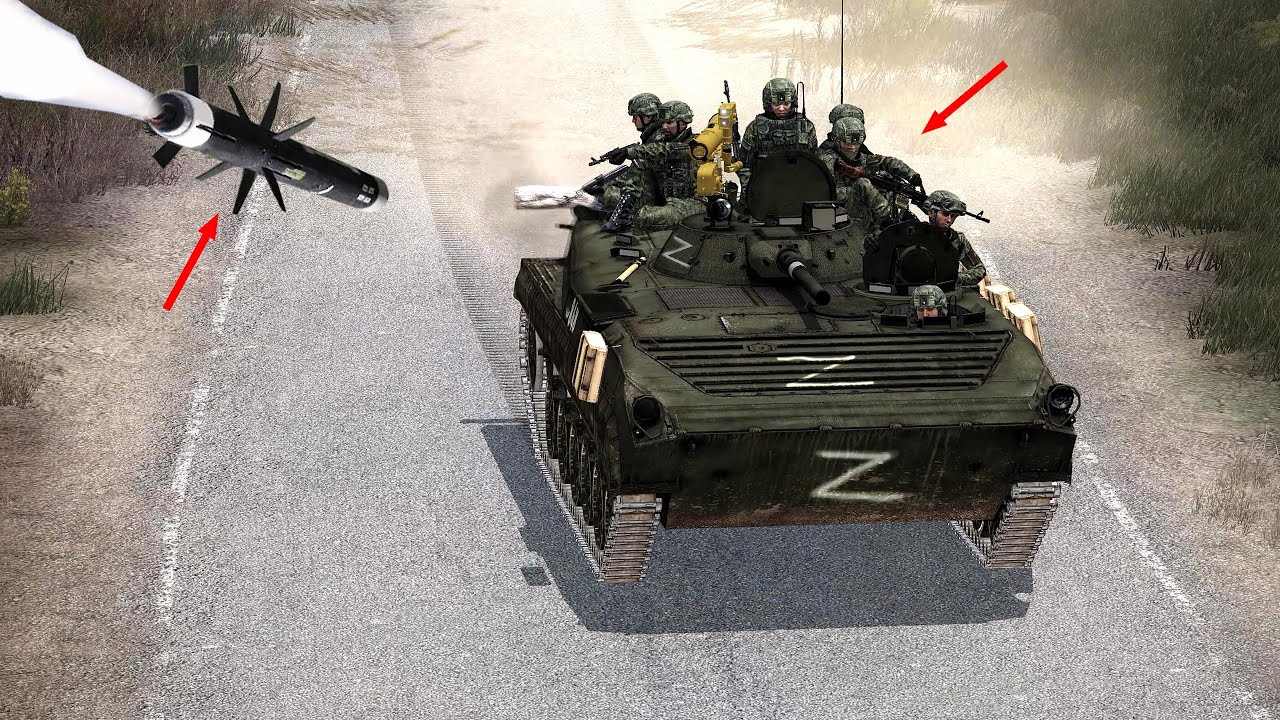 Hunter on duty: SPIKE ATGM vs Russian Tanks | Missile explodes on the ...