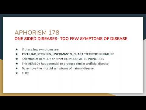ORGANON OF MEDICINE - Aphorism 172 - 184 One sided diseases - YouTube