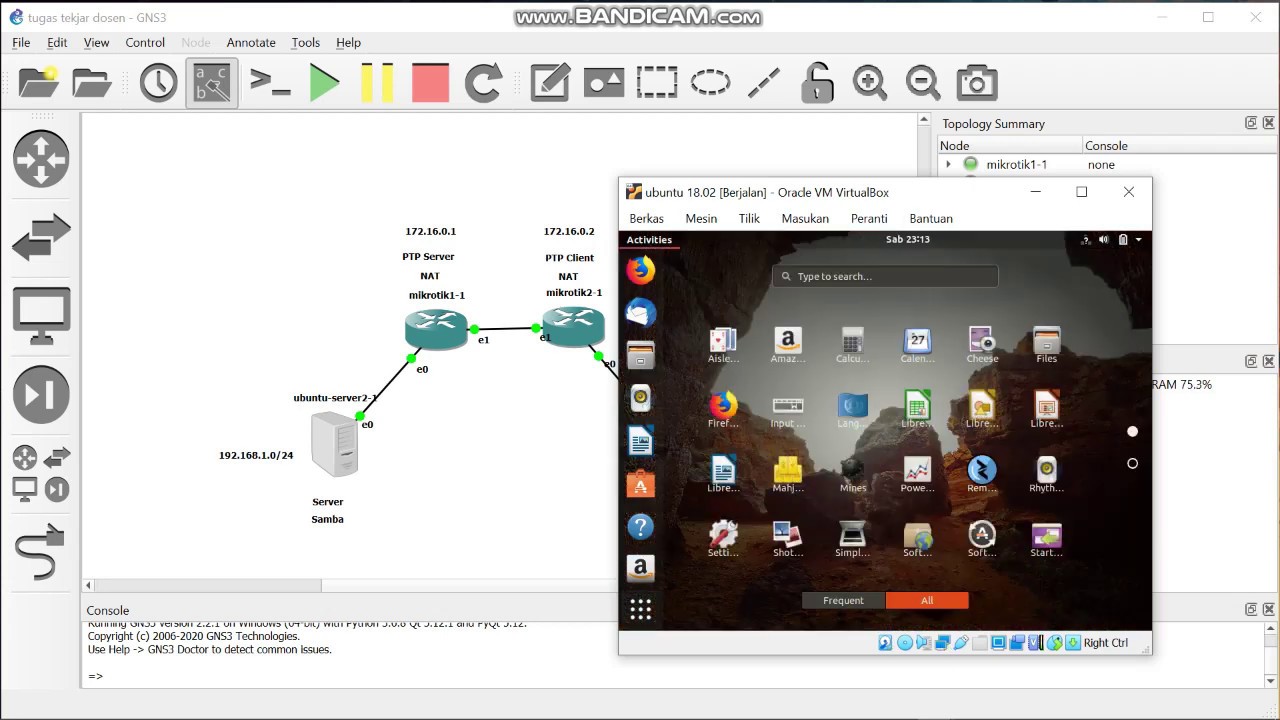 Konfigurasi (Server, Router & Client) pada VirtualBox dengan GNS3 - YouTube