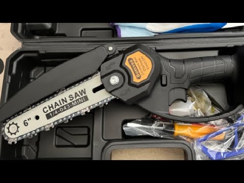 Bomves Cordless Mini Chainsaw with Splash Guard for Wood Cutting Tree ...