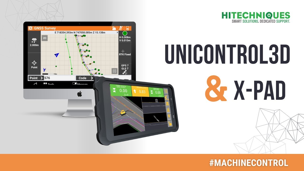 Combining Unicontrol3D #machinecontrol system and X PAD #surveying software - YouTube