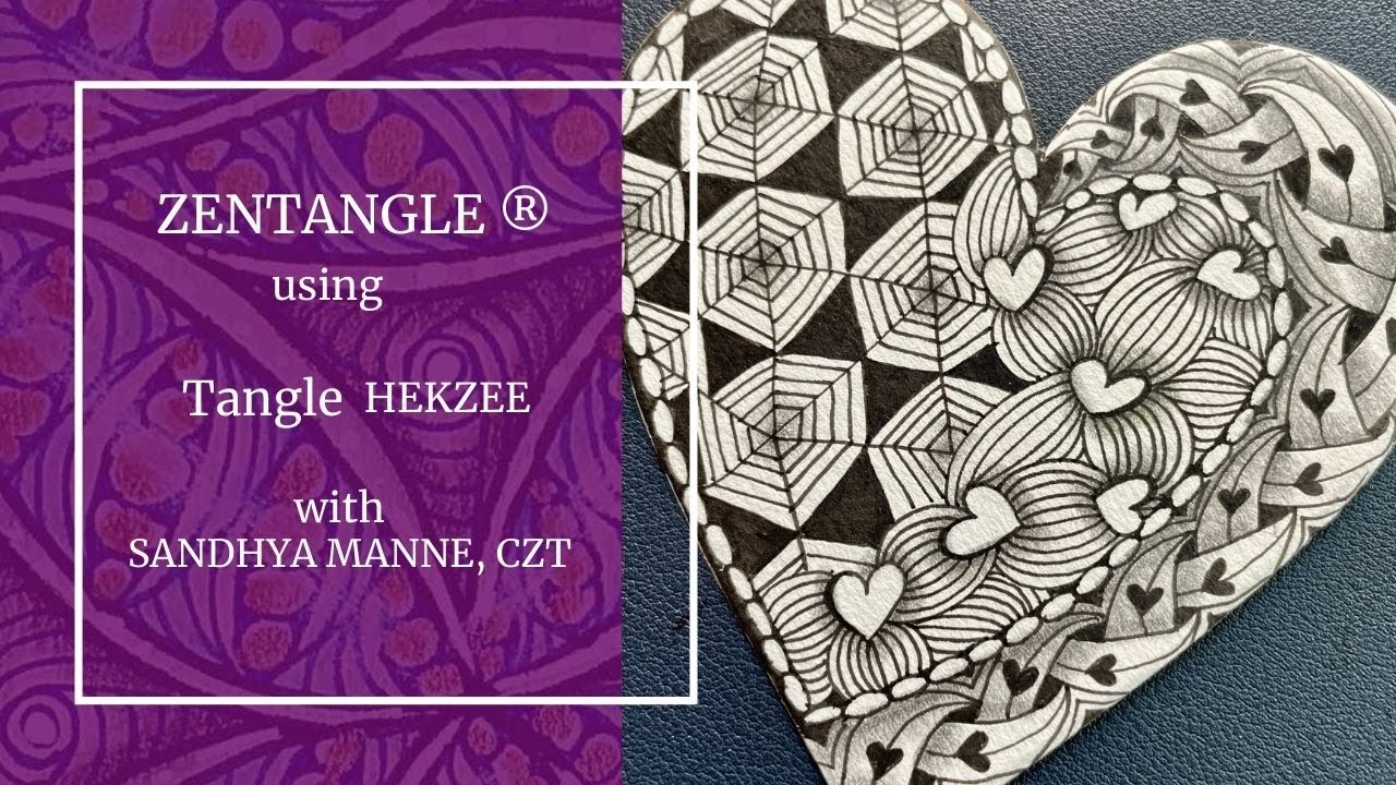 Zentangle® Mini Project with Tangle HEKZEE beginners tutorial - YouTube