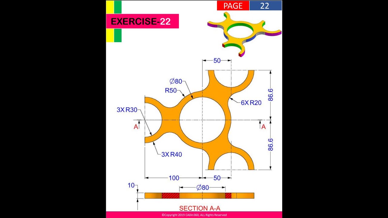 Tugas Video SOLIDWORK EXERSICE-22 - YouTube