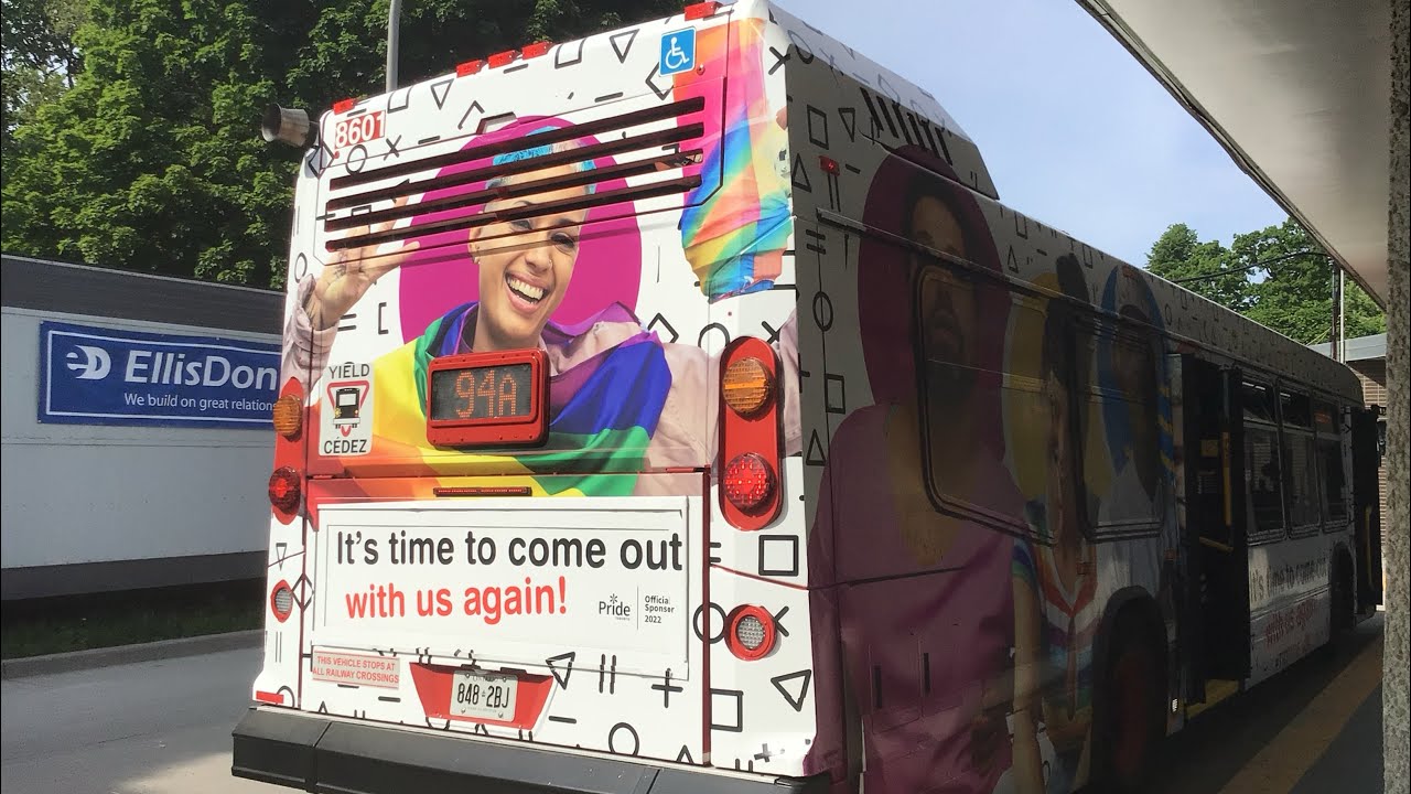 TTC Westbound Ride Video on 8601 2022 Pride Bus on route 94A Wellesley ...