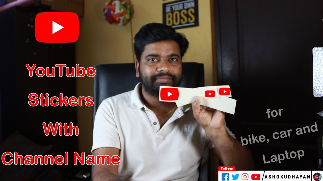 YouTube Stickers With Channel Name For Bikes, Cars, Laptops 🔥 - YouTube