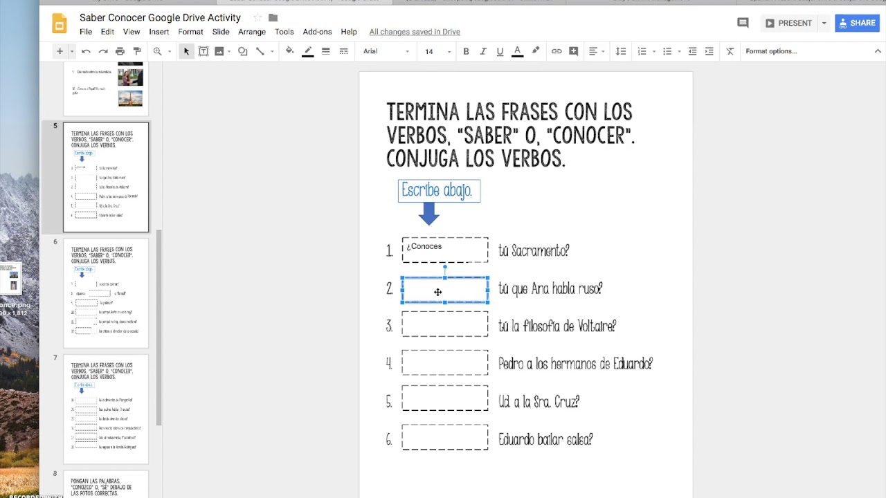 Spanish Saber vs. conocer Google Drive Activities - YouTube