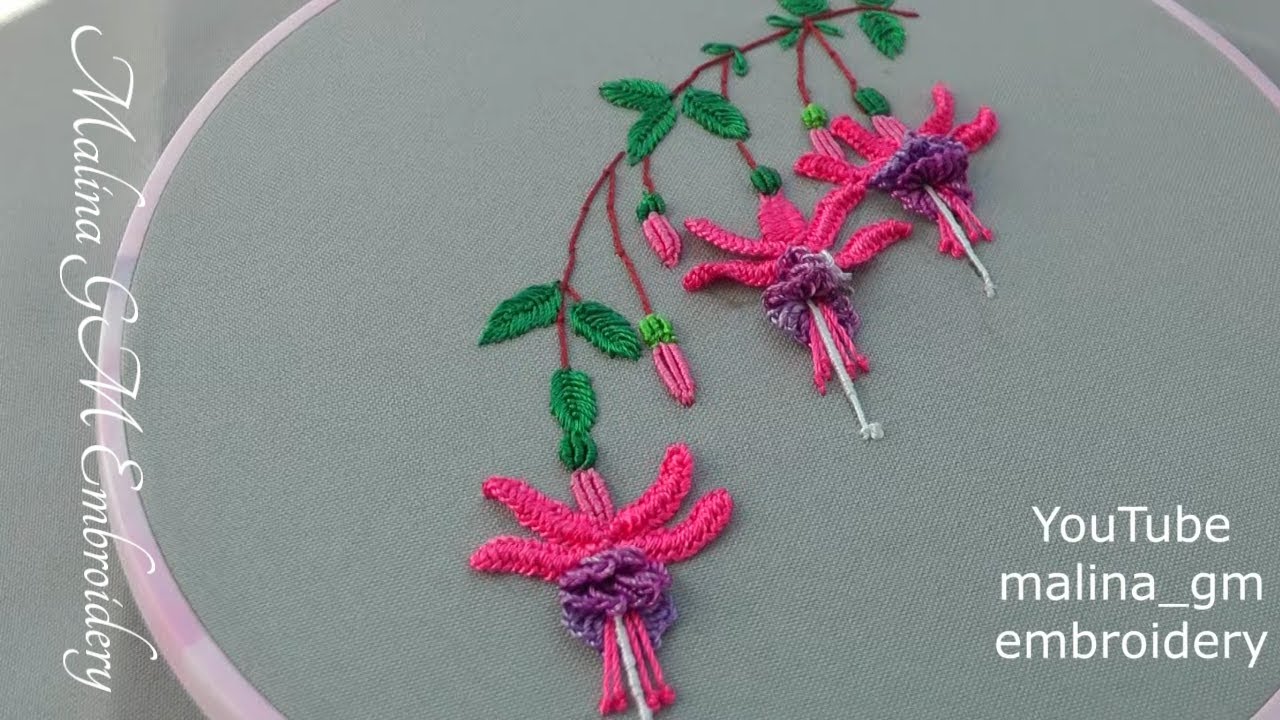Brazilian flower embroidery | How to embroider fuchsia | #shorts - YouTube