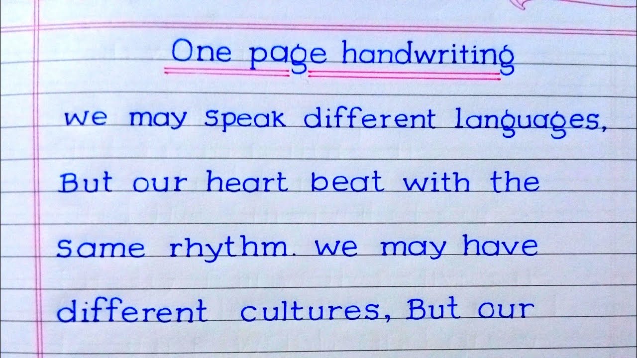 Handwriting Challenge : Writing Unity in Diversity How to improve ...
