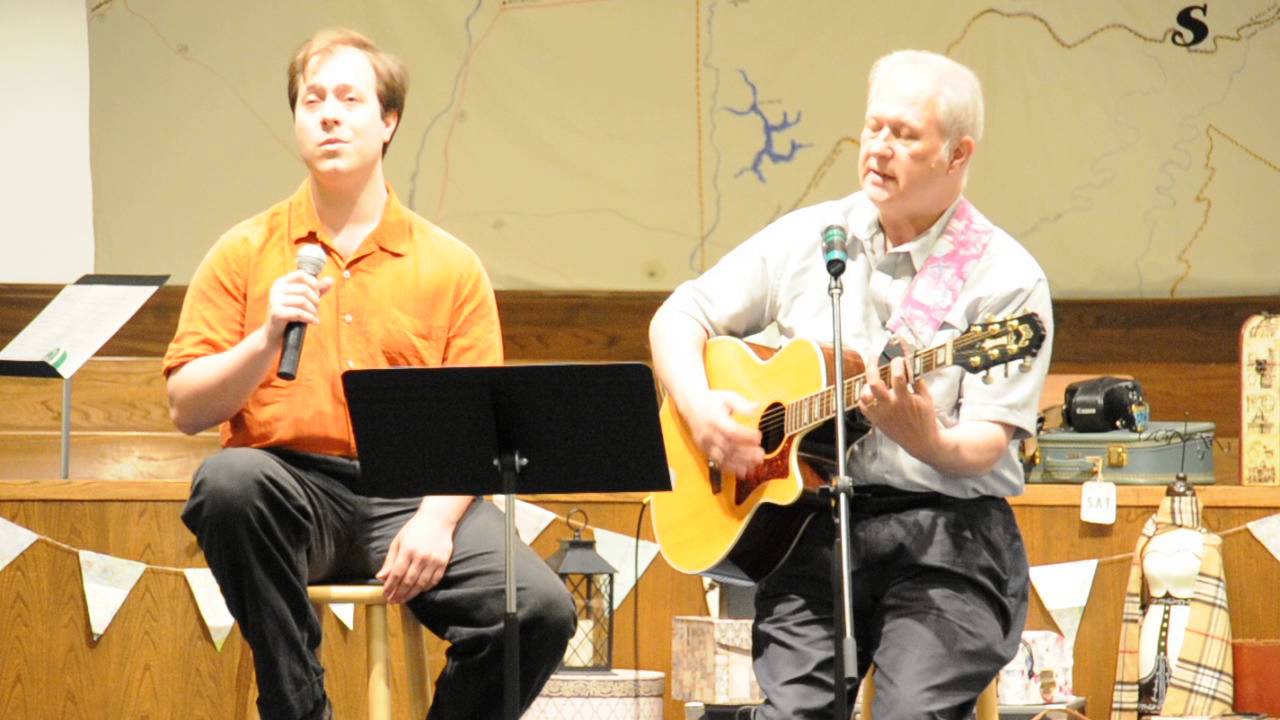 Allen and Andrew Exner perform "Homeward Bound" at Christ Memorial ...