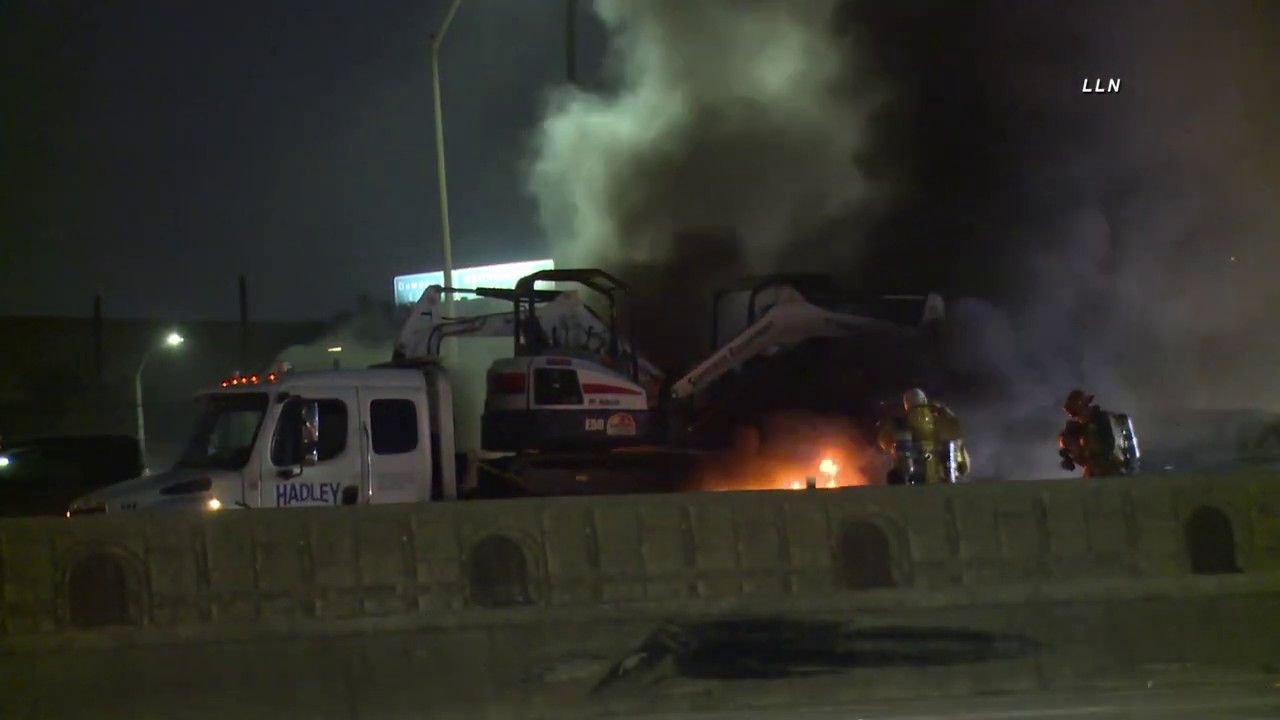 Freeway Equipment Fire / Boyle Heights 7.8.20 - YouTube