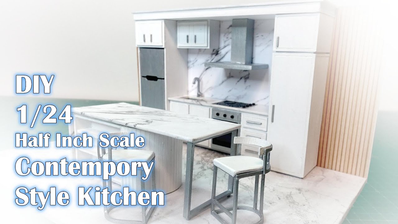 1/24 Scale Contemporary Style Kitchen | Half Inch Scale Model Kitchen ...