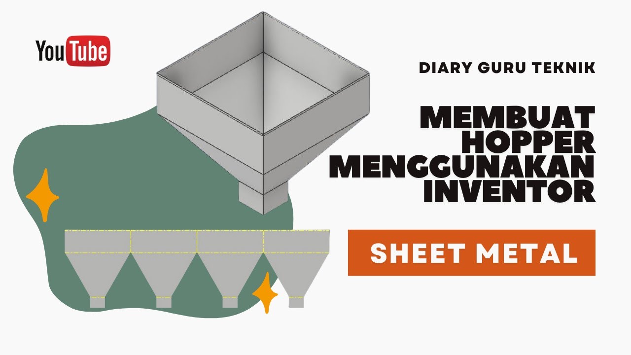 Menggambar hopper menggunakan inventor - YouTube