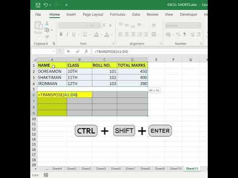 Dynamic transpose data in Excel | Transpose function explained in excel #shorts #excelhurdles ...