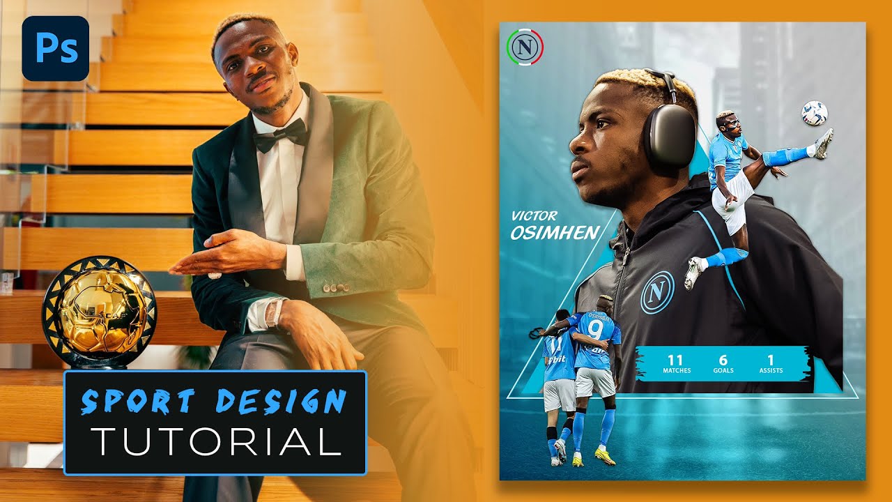 How To Design A Sport Design Poster For Victor Osimhen - Photoshop ...