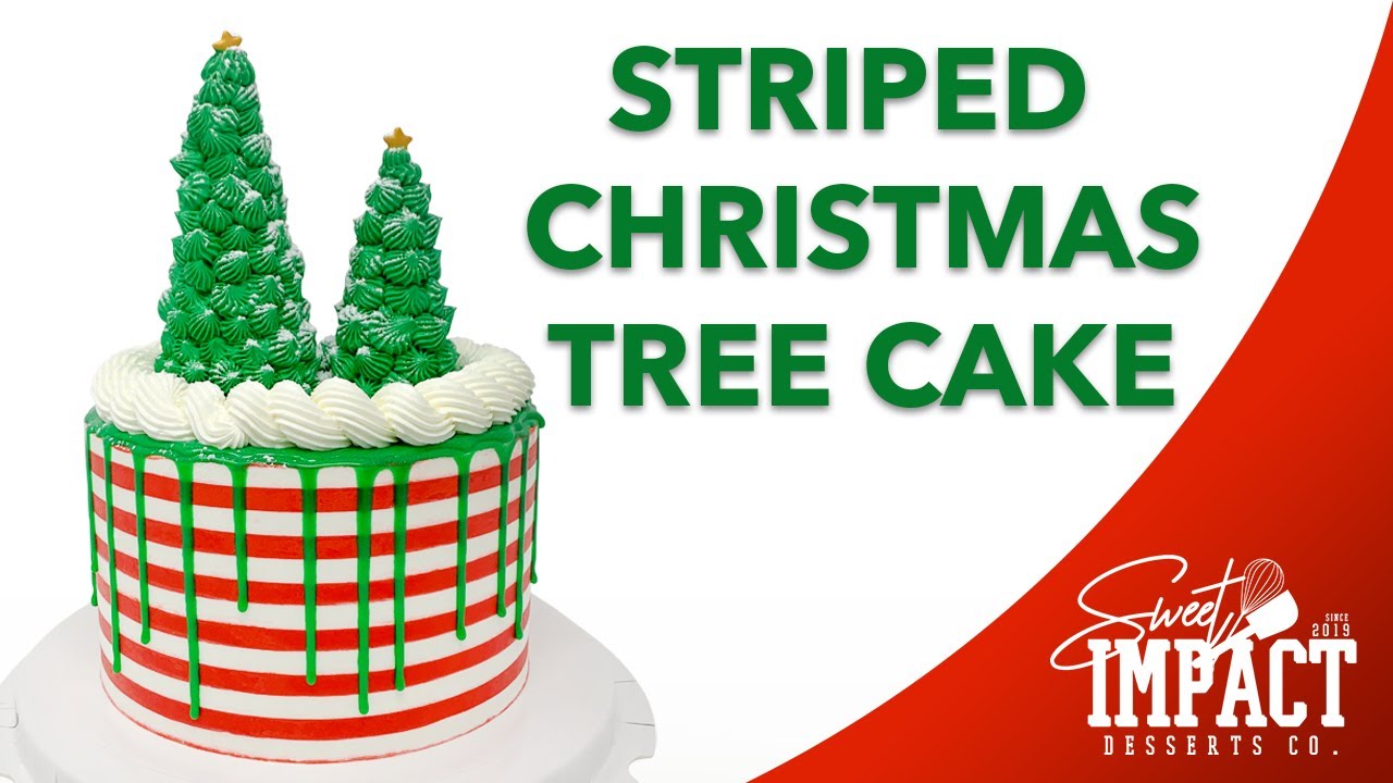 Striped Christmas Tree Cake | The Sweet Impact #Shorts - YouTube
