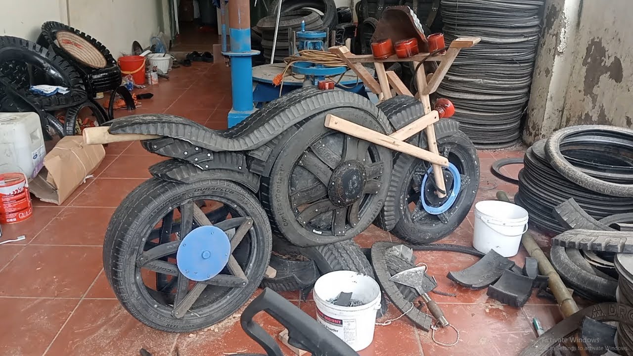 Build a large displacement vehicle model from scrap tires - YouTube