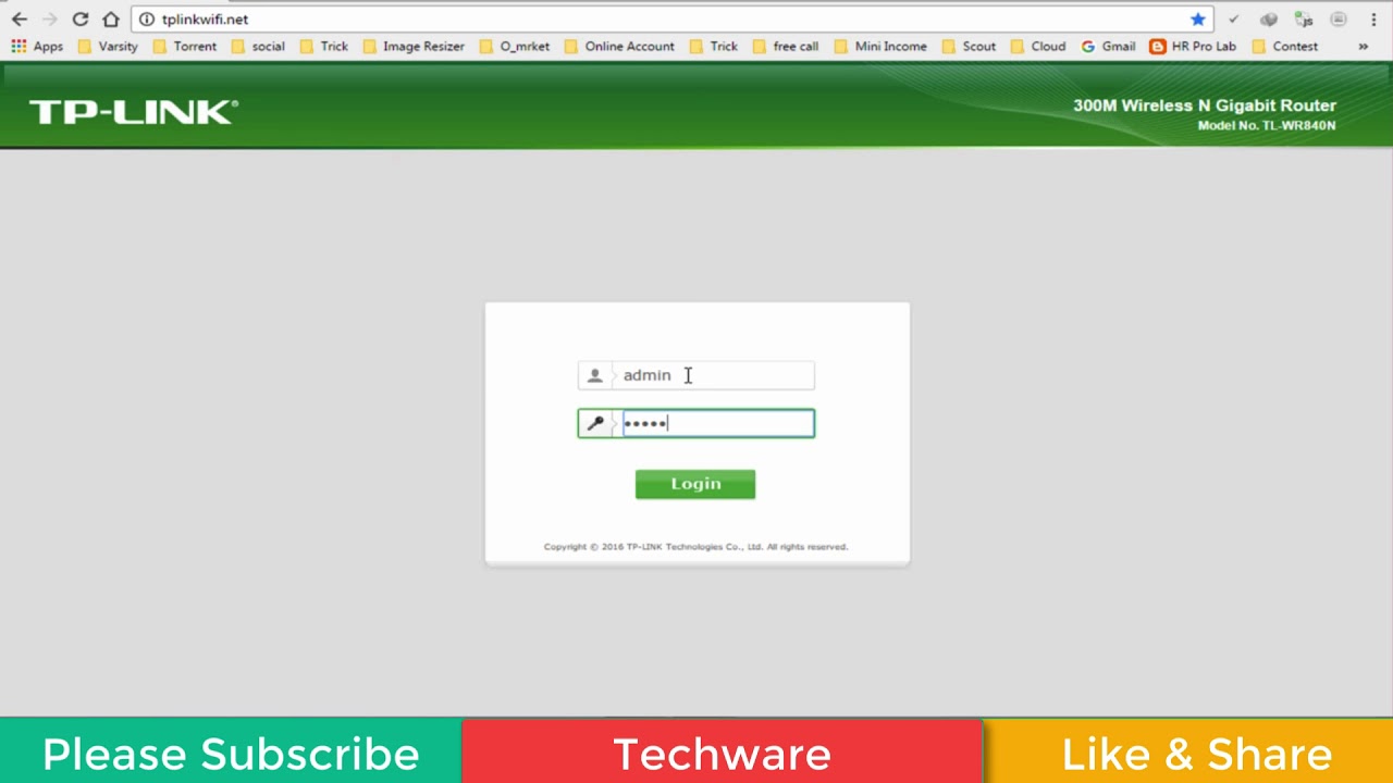 TP LINK router Page Default Password and usser name Change Techware ...