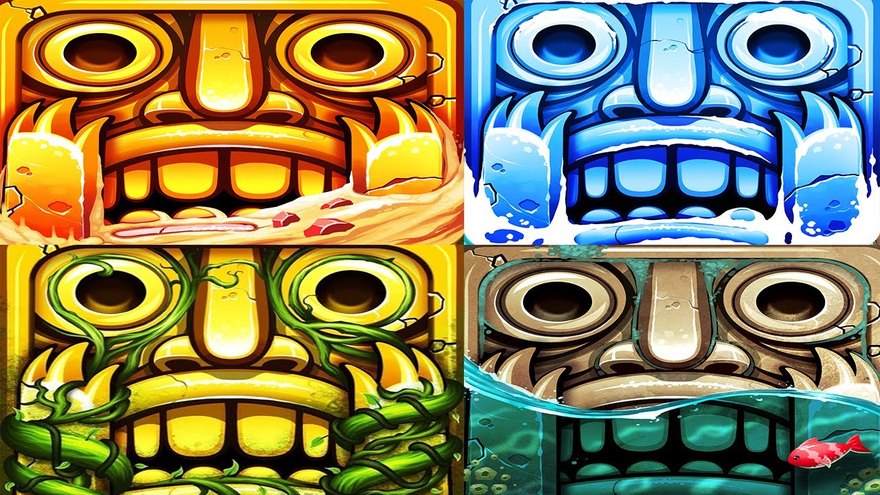 TEMPLE RUN 2 All 4 Maps Together - FROZEN SHADOWS VS BLAZING SANDS VS ...