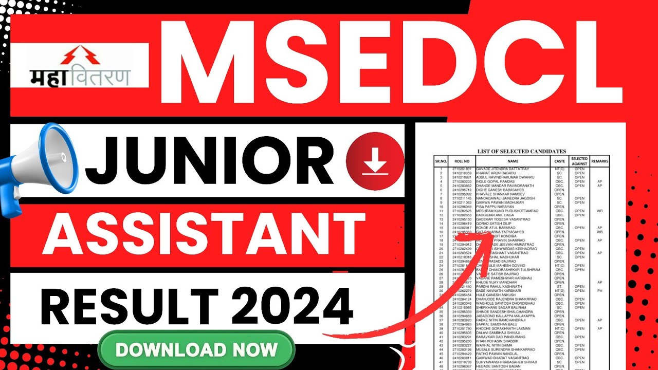 msedcl junior assistant result 2024 | how to check msedcl junior ...