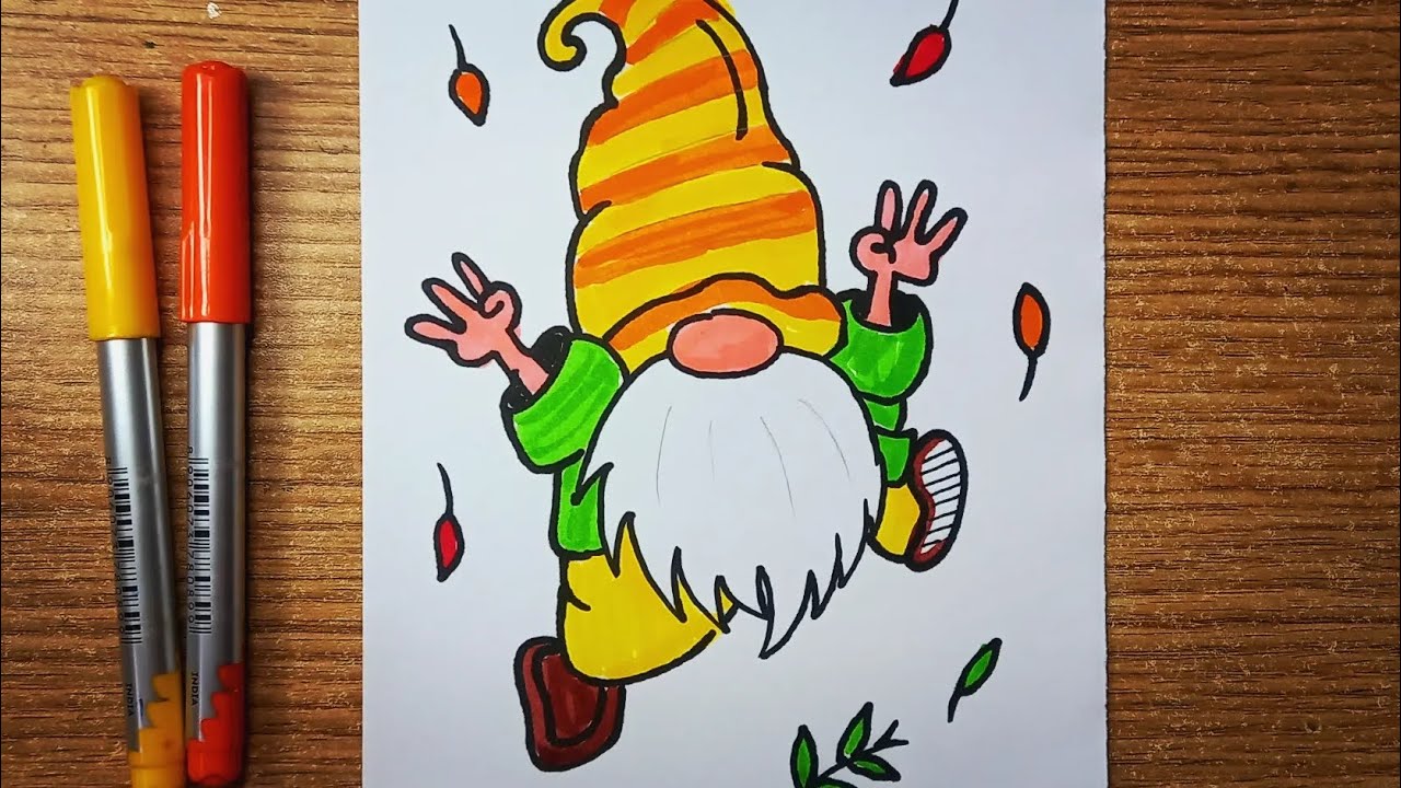How to DRAW a Fall Gnome step by step - YouTube
