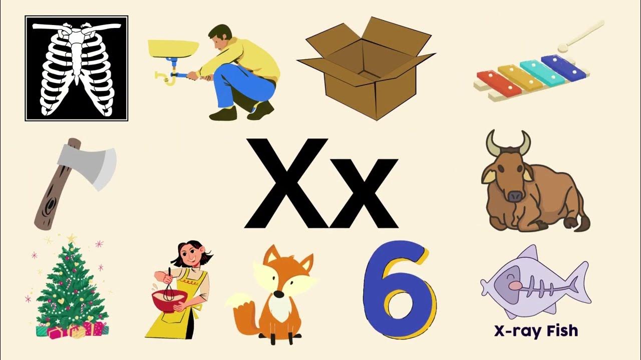 English Alphabet Xx vocabulary words with phonic sound /kids learning ...