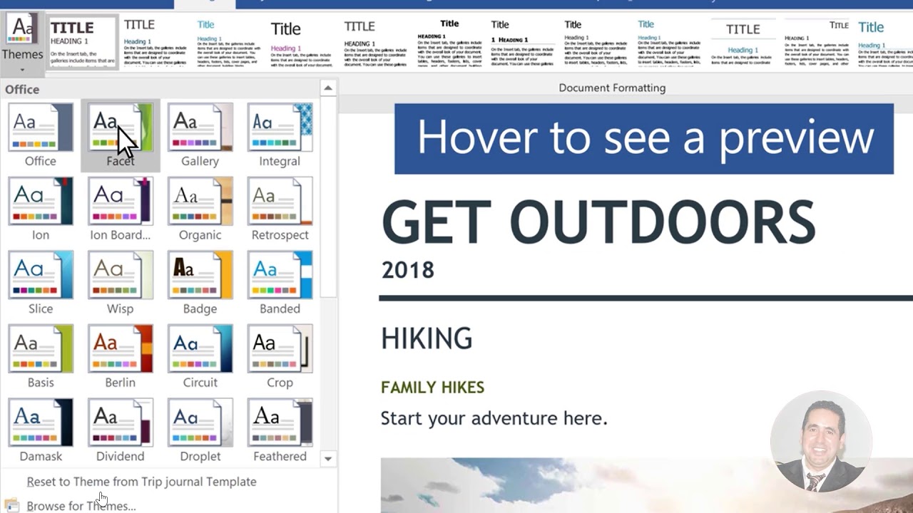 Microsoft Word tutorial: Apply themes - Appliquer des thèmes - YouTube