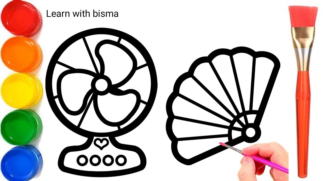 How to Draw fan drawing, Painting and Coloring for Kids & Toddlers ...
