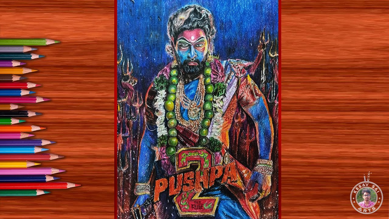 PUSHPA 2 AlluArjun Colour Pencil Drawing ( M Kesav Arts ) - YouTube
