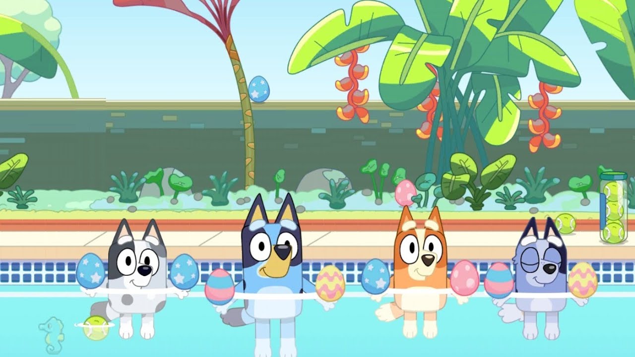 Bluey's Easter Egg Hunt & Pool Party Fun! - YouTube