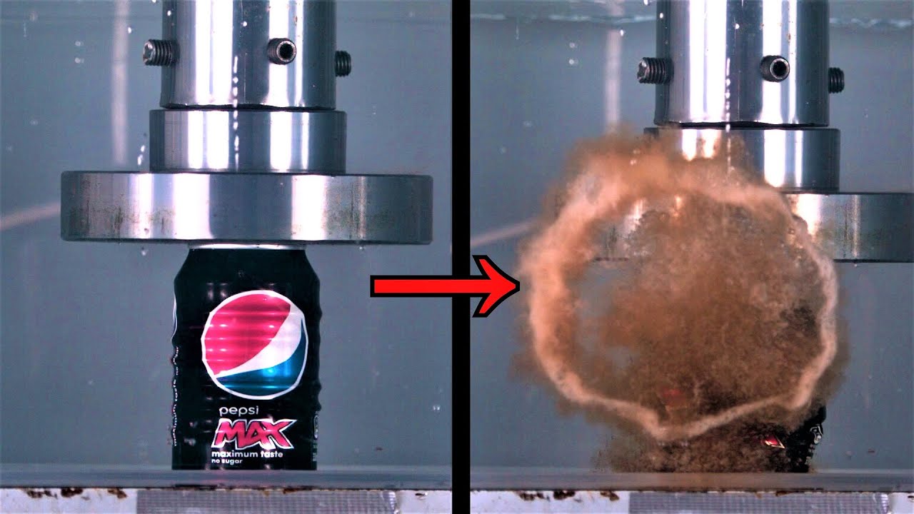 What Happens if You Crush a Soda Can Under Water with Hydraulic Press ...