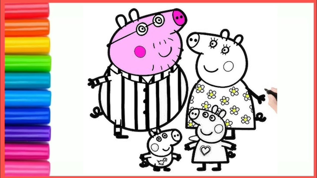 Cute easy Peppa Pig Family Drawings | easy drawing painting colour ...