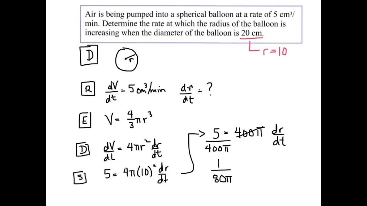 Calculus Related Rates - Sphere, Ladder - YouTube