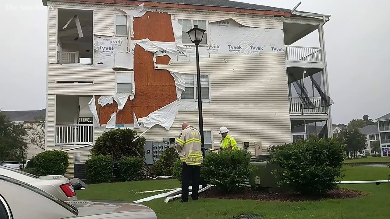 Tornado damage reported in North Myrtle Beach, South Carolina - YouTube