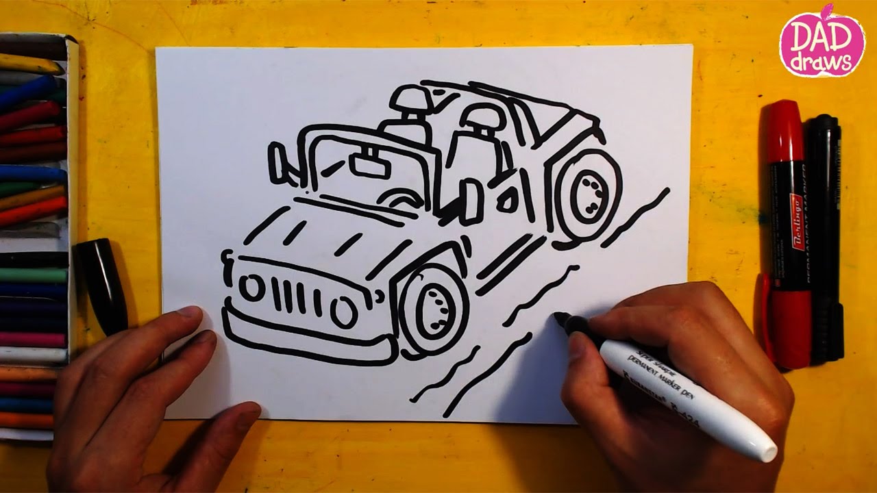 How to draw a Jeep / Art for Kids - YouTube