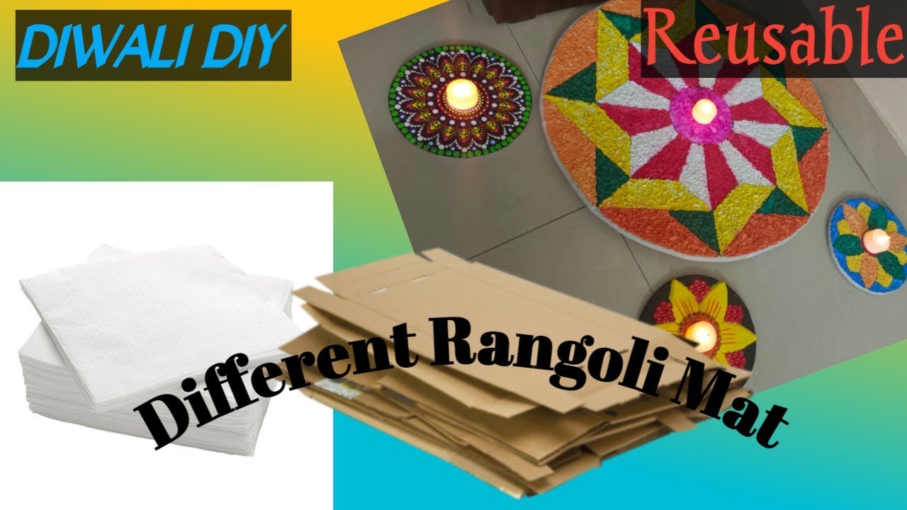 DIY / Reusable rangilo mat / All waste + zero cost / cardboard rangoli ...