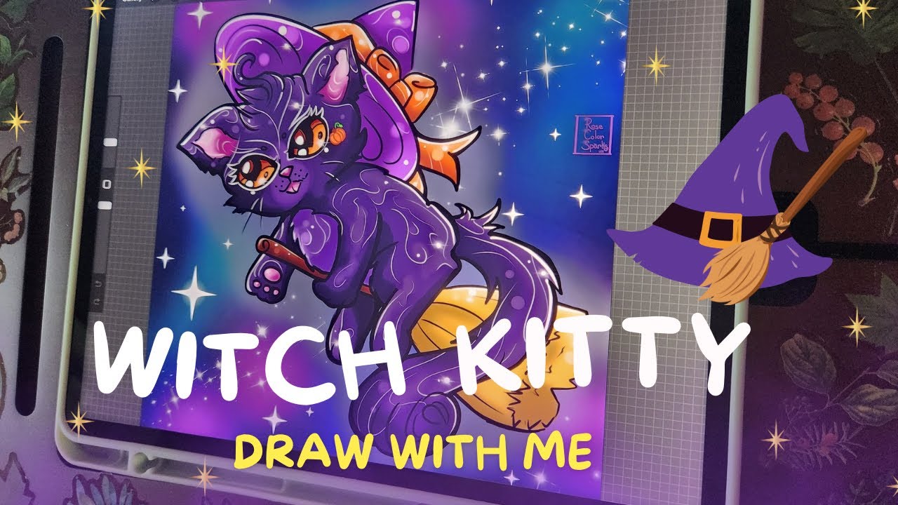 Draw With Me and Animate: Witch Kitty for Halloween - YouTube