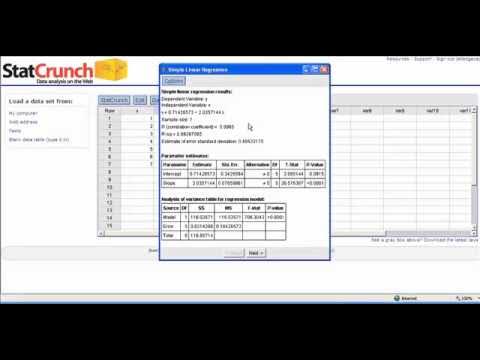 Linear Regression Example Statcrunch - YouTube