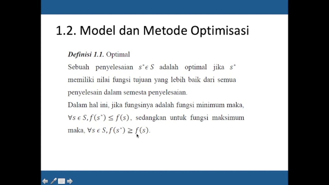Optimalisasi 1 : Konsep Dasar Optimalisasi - YouTube