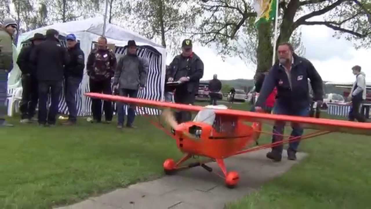 Biggest Rc Orange Piper Cub J3 with gas motor -3.80meters Wingspan and ...